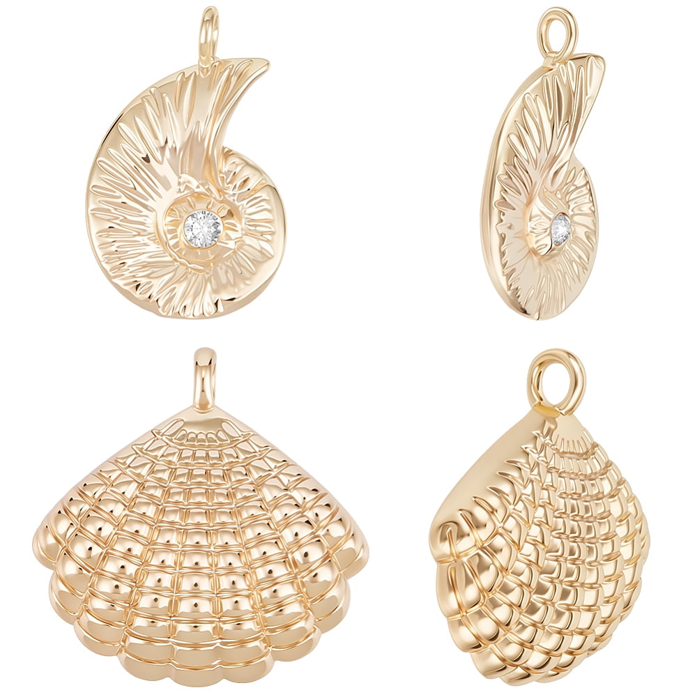 12Pcs 2 Styles Conch Shell Charms 18K Gold Plated Metal Summer Ocean ...