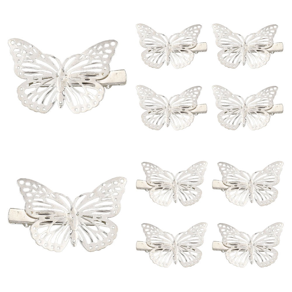 12Pcs 2 Styles Iron Hair Clips for Women Girls Butterfly Platinum ...