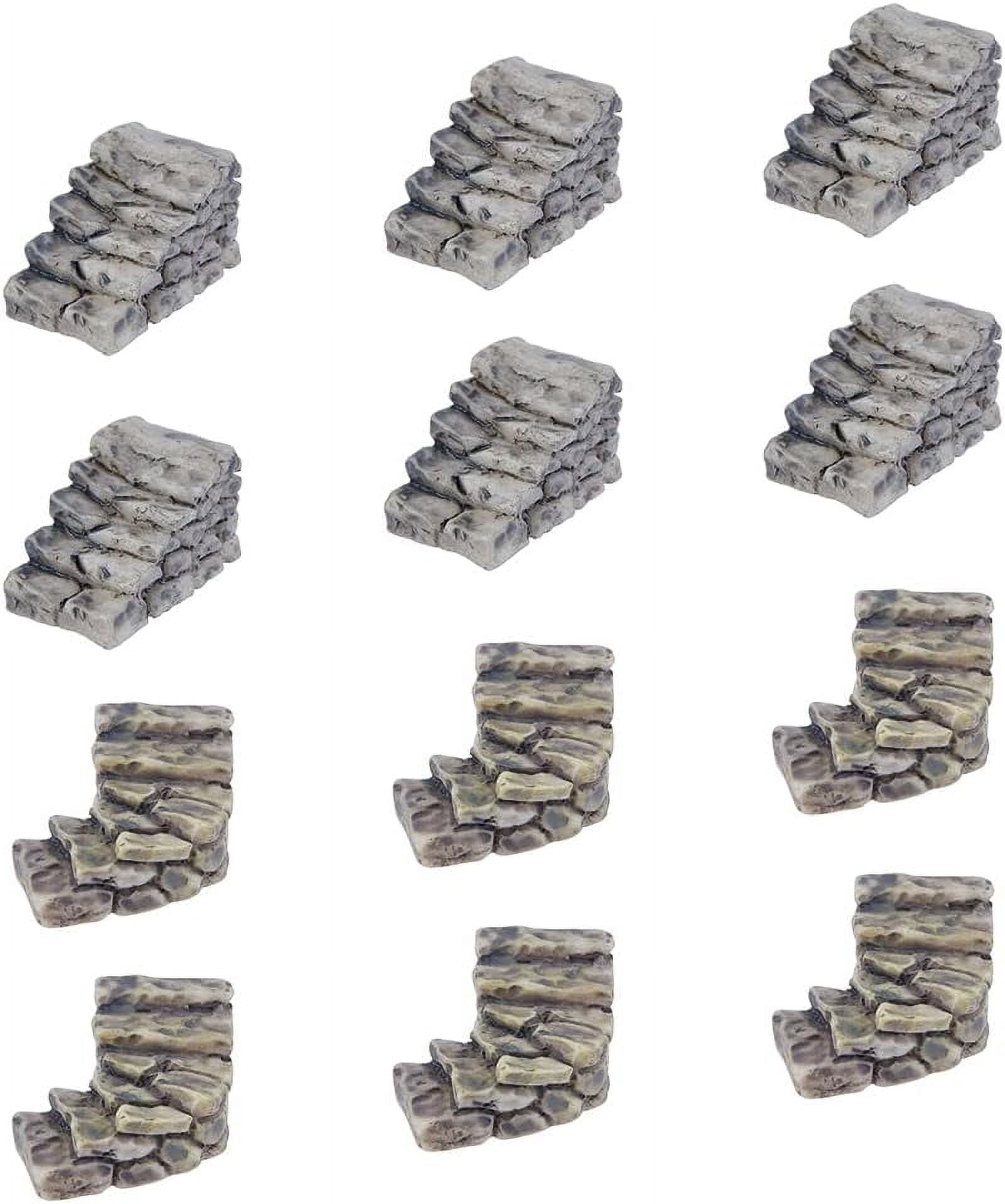 12Pcs 2 Styles Miniature Steps Decoration Miniature Stone Stairs Resin ...
