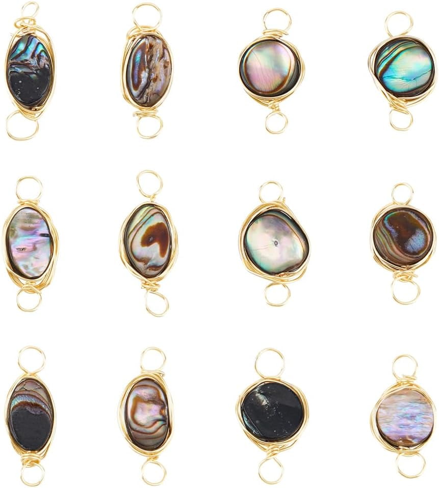 12Pcs 2 Styles Natural Abalone Shell/Paua Shell Copper Wire Wrapped ...