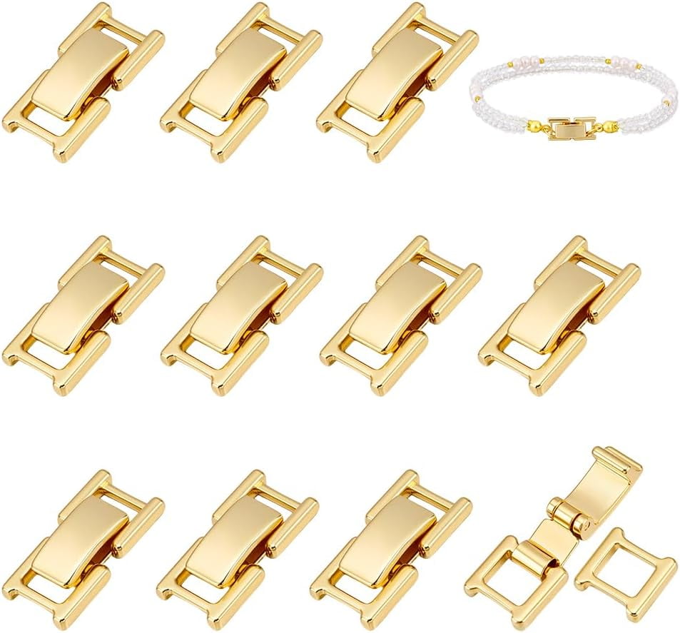 12Pcs 24K Gold Plated Foldover Clasps Rectangle Watch Band Clasps ...