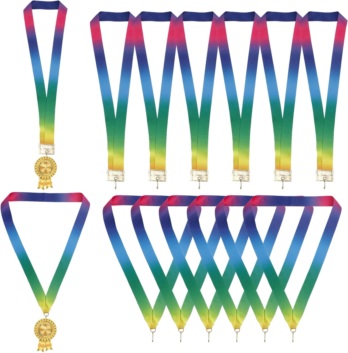12Pcs 2Styles Polyester Medal Straps Award Neck Ribbons Medal Lanyards ...