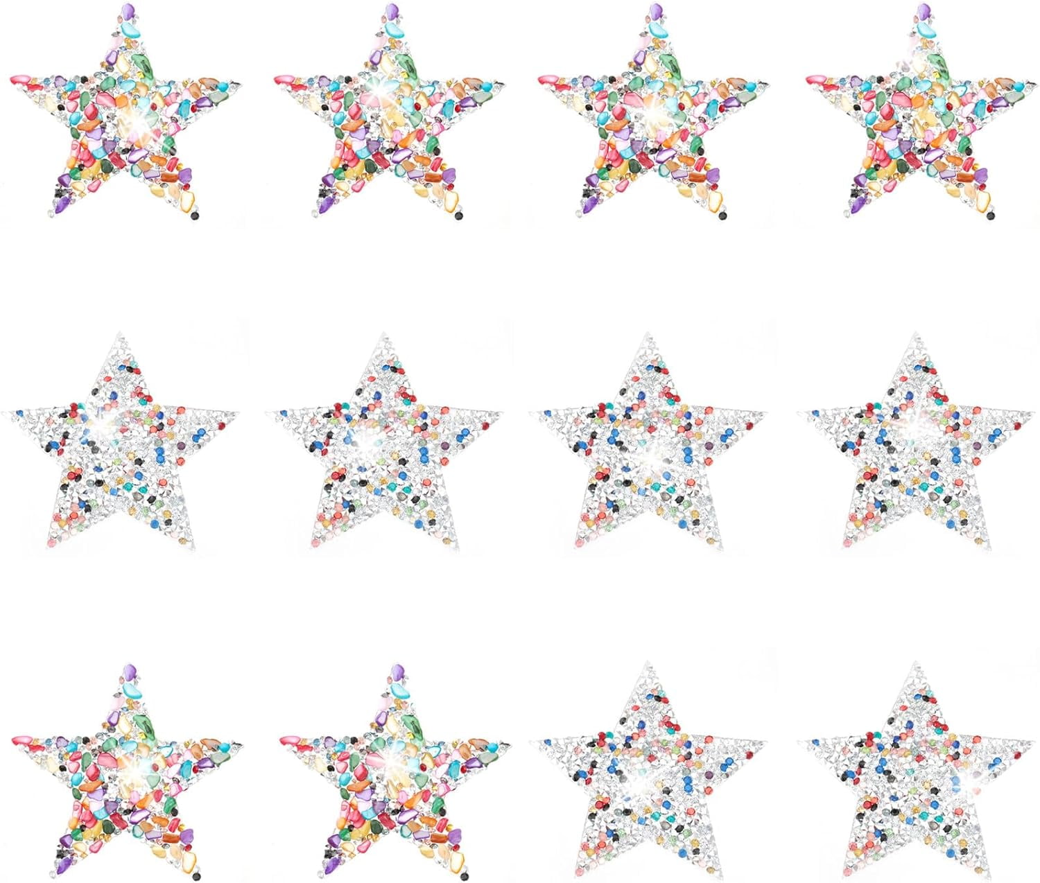 12Pcs 2Styles Star Shape Hotfix Rhinestone Iron On Patches Plastic ...