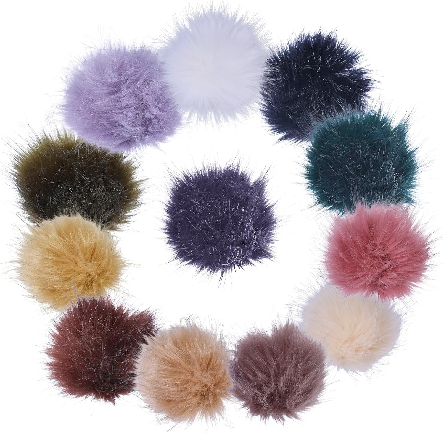 12Pcs 3.94-4.33in Fur Balls Mixed Colors Pompom Fluffy Balls with ...