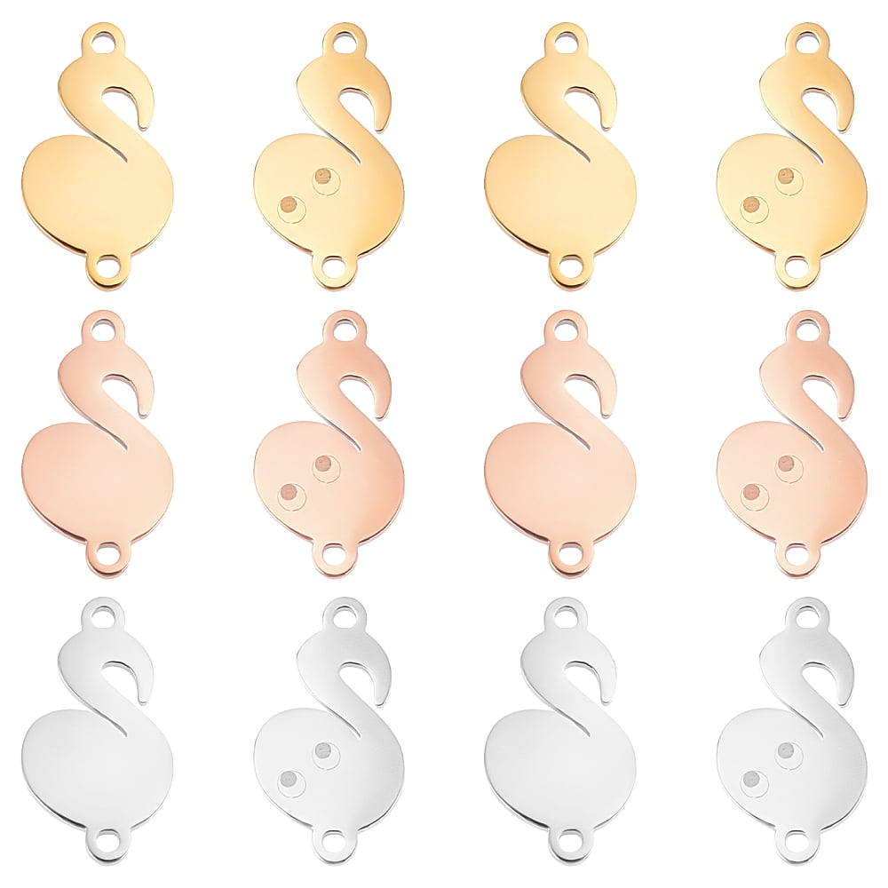 12Pcs 3 Colors 304 Stainless Steel Connector Charms Laser Cut Snake ...