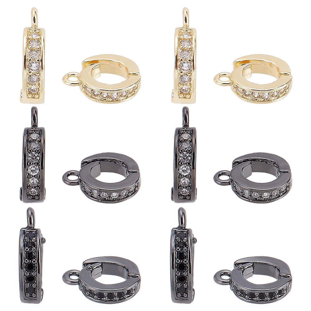 12Pcs 3 Colors Brass Micro Pave Cubic Zirconia Enhancer Shortener Bails ...