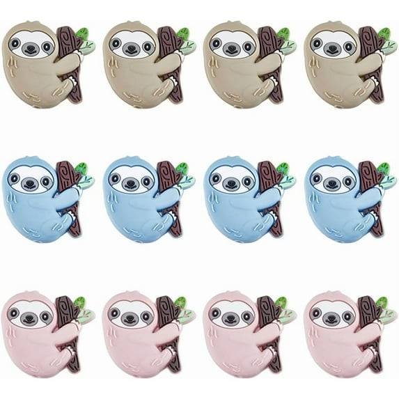 12Pcs 3 Colors Mini Animals Sloth Beads Cute Hamster Charms Beads ...