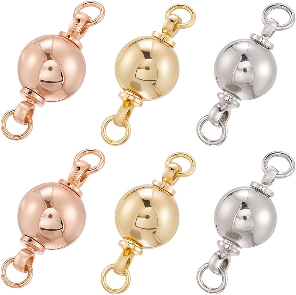 12Pcs 3 Colors Screw Twist Clasps Round Ball Screw Clasps with Double ...