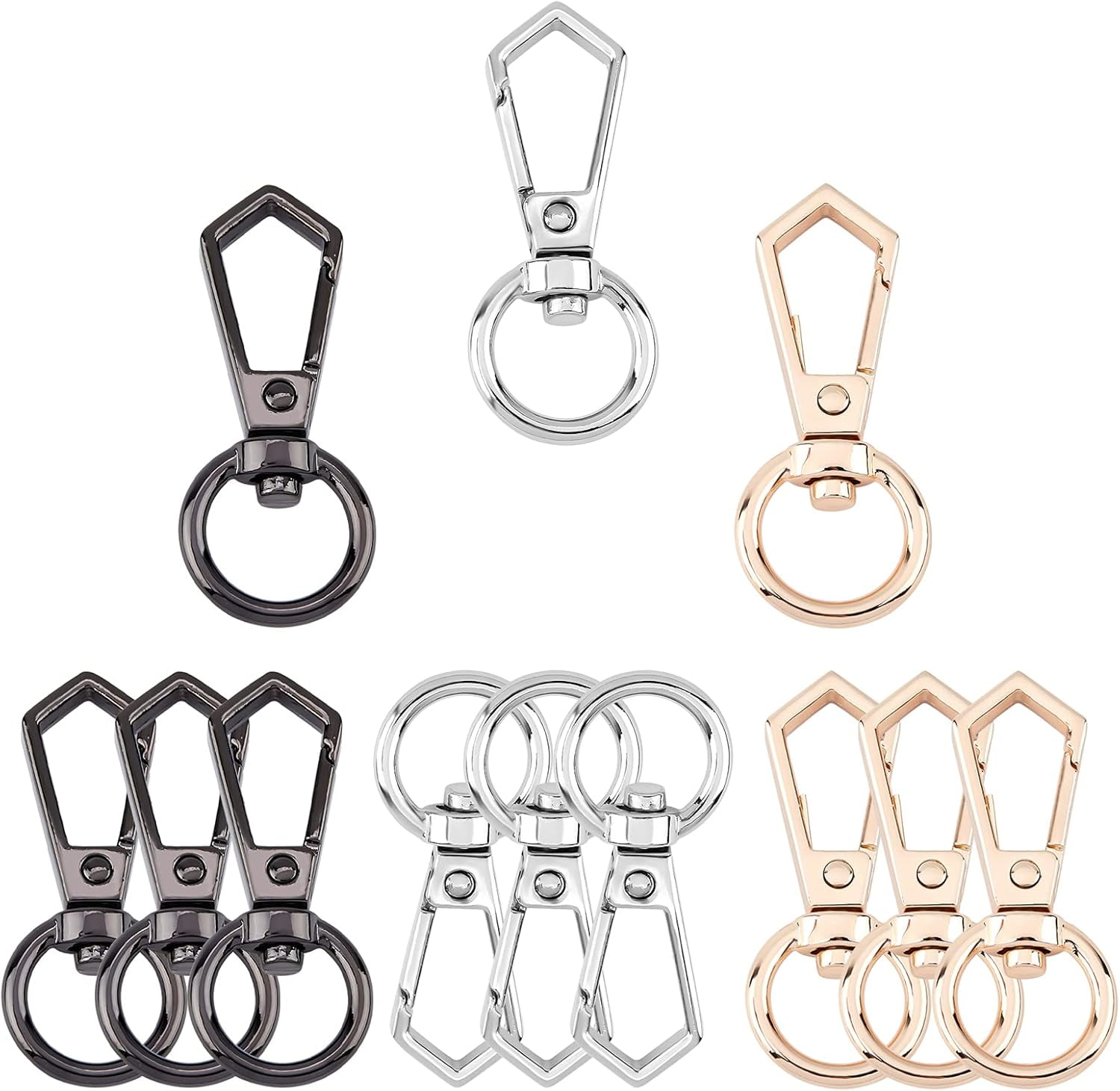 12Pcs 3 Colors Swivel Clasps Zinc Alloy Snap Hook for Keys Backpack DIY ...