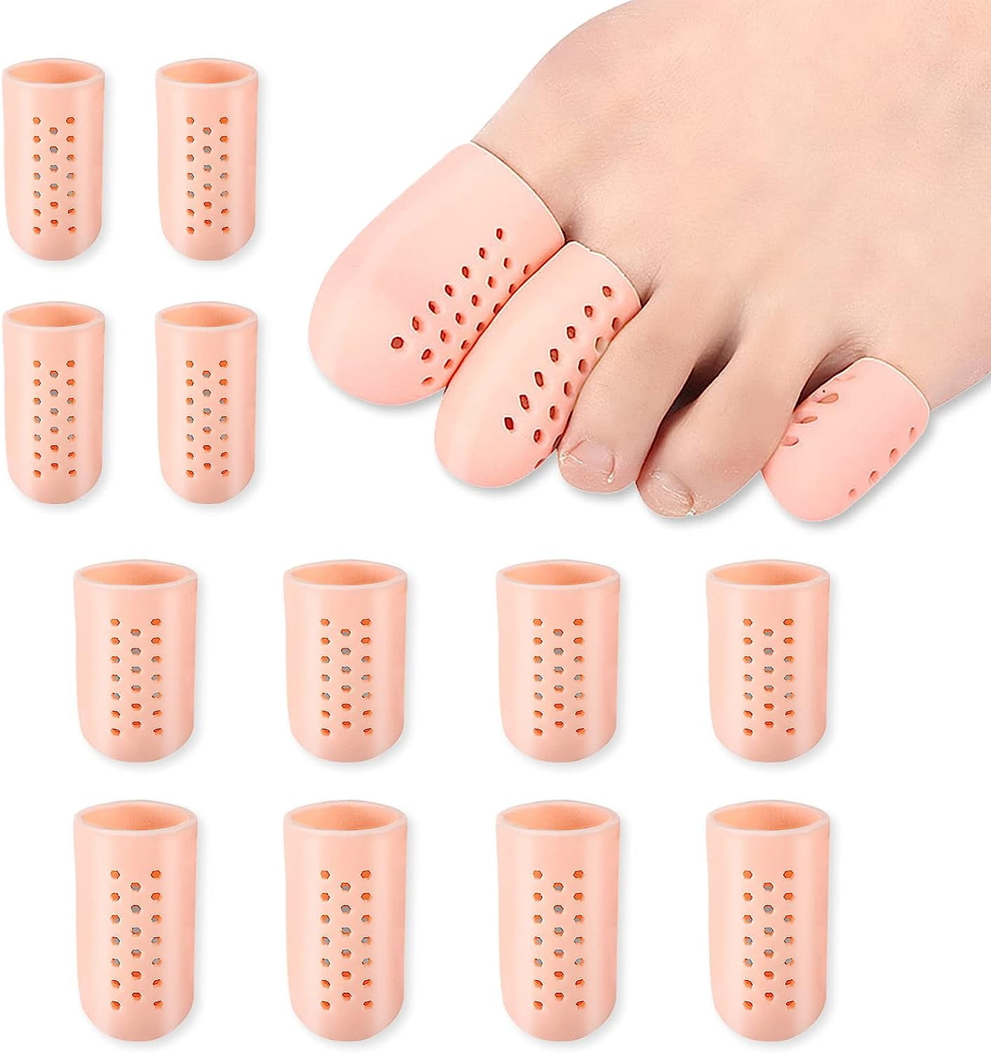 12Pcs 3 Sizes Gel Toe Protectors Breathable, Blister Toe Caps with ...