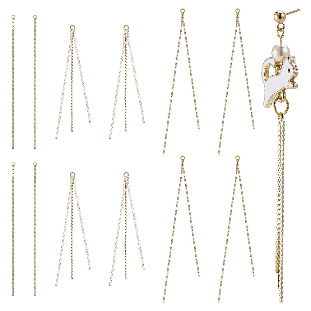 12Pcs 3 Style Brass Chain Tassel Big Pendants Long-Lasting Plated Real ...