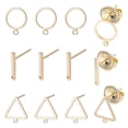 12Pcs 3 Style Brass Stud Earring Findings with Loop with 12Pcs Ear Nuts ...