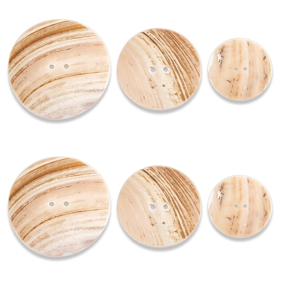 12Pcs 3 Style Natural Shell Buttons 2-Hole Flat Round Seashell Color 37 ...