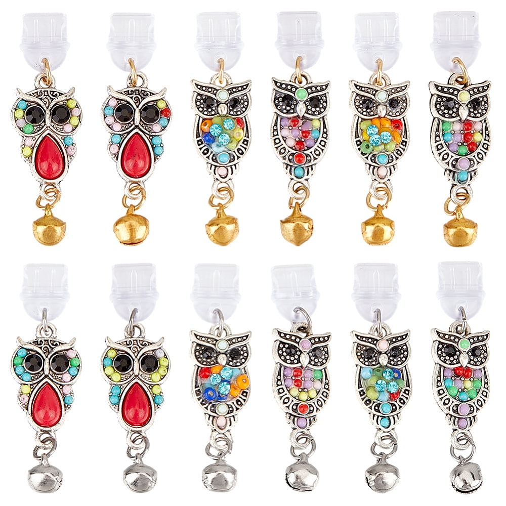 12Pcs 3 Styles 2 Colors Plastic Mobile Dustproof Plugs Alloy Rhinestone ...