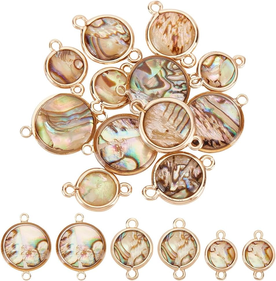 12Pcs 3 Styles Abalone Shell Charms Connector Natural Paua Shell ...