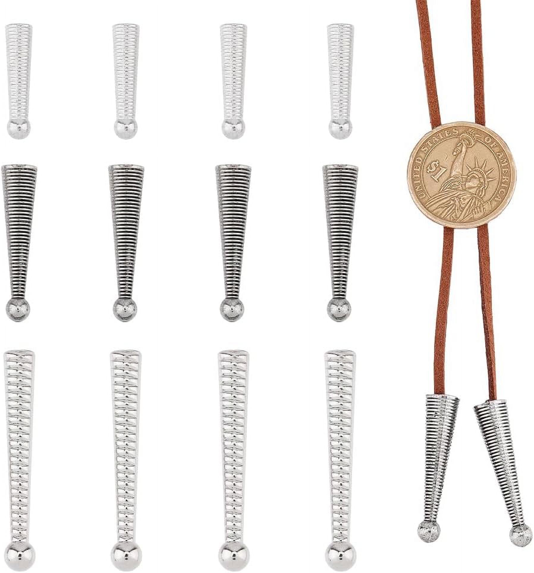 12Pcs 3 Styles Bolo Tie Tips Long Cord Ends Caps Bolo Cap Buckle ...