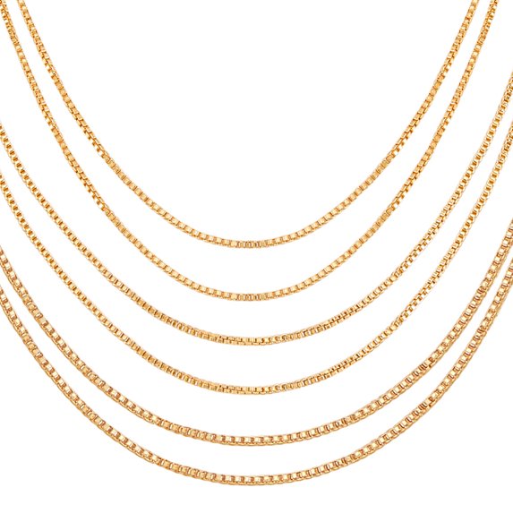 12Pcs 3 Styles Brass Box Chains Necklaces with Lobster Clasps Real 18K ...