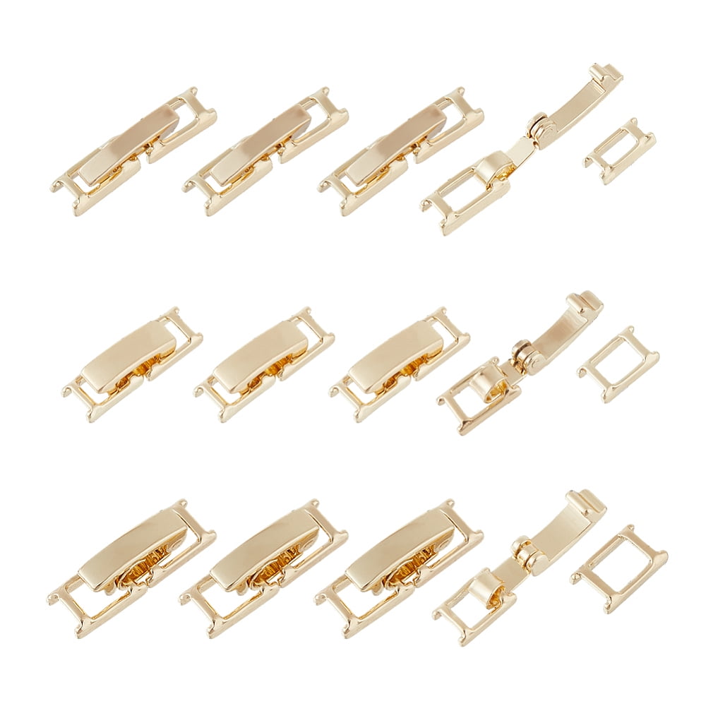 12Pcs 3 Styles Brass Fold Over Clasps Sets Golden 11~13mm Clasp: 10x2~3 ...