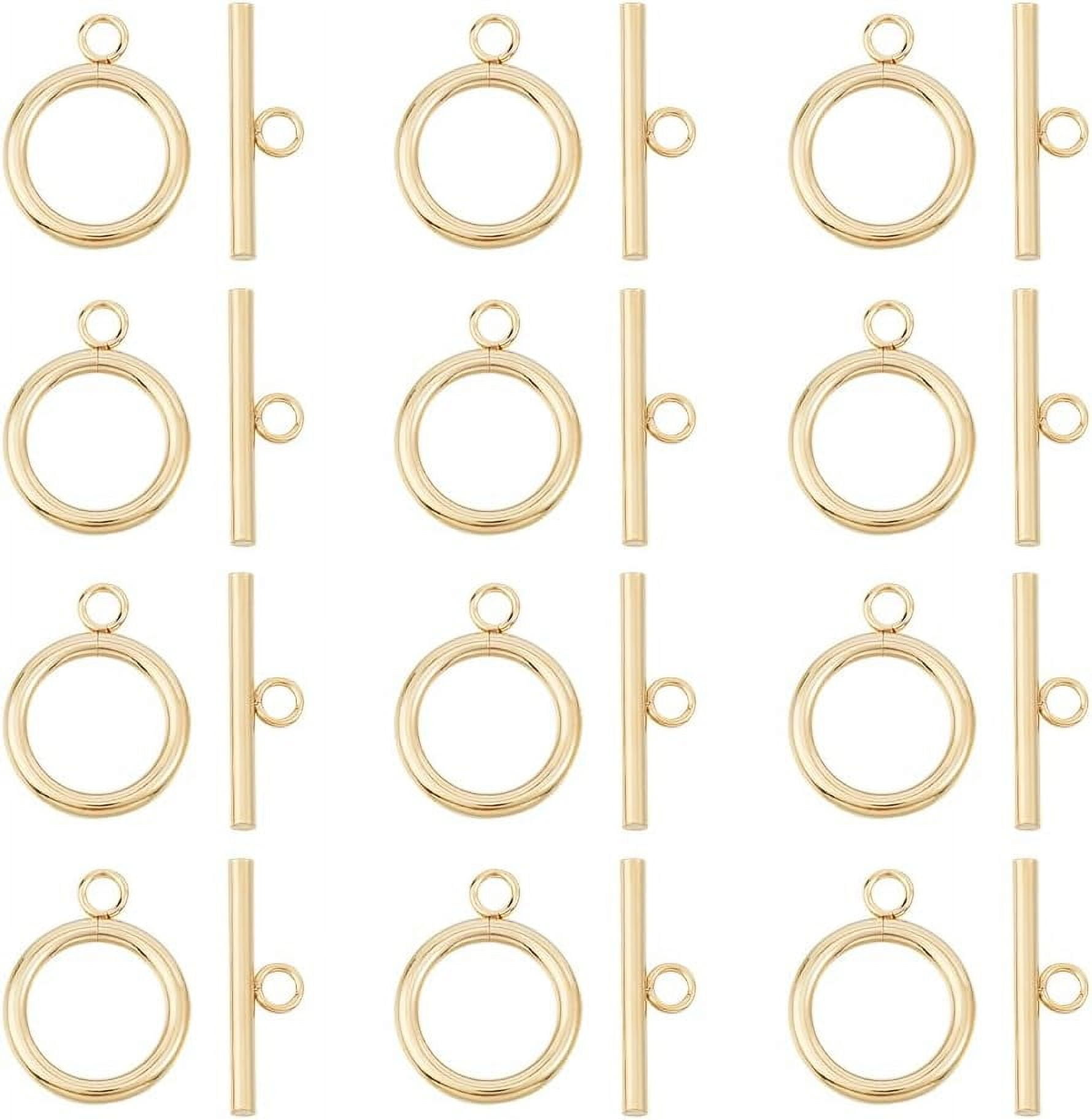 12Pcs 304 Stainless Steel Toggle Clasps Round Ring Real 18K Gold Plated ...