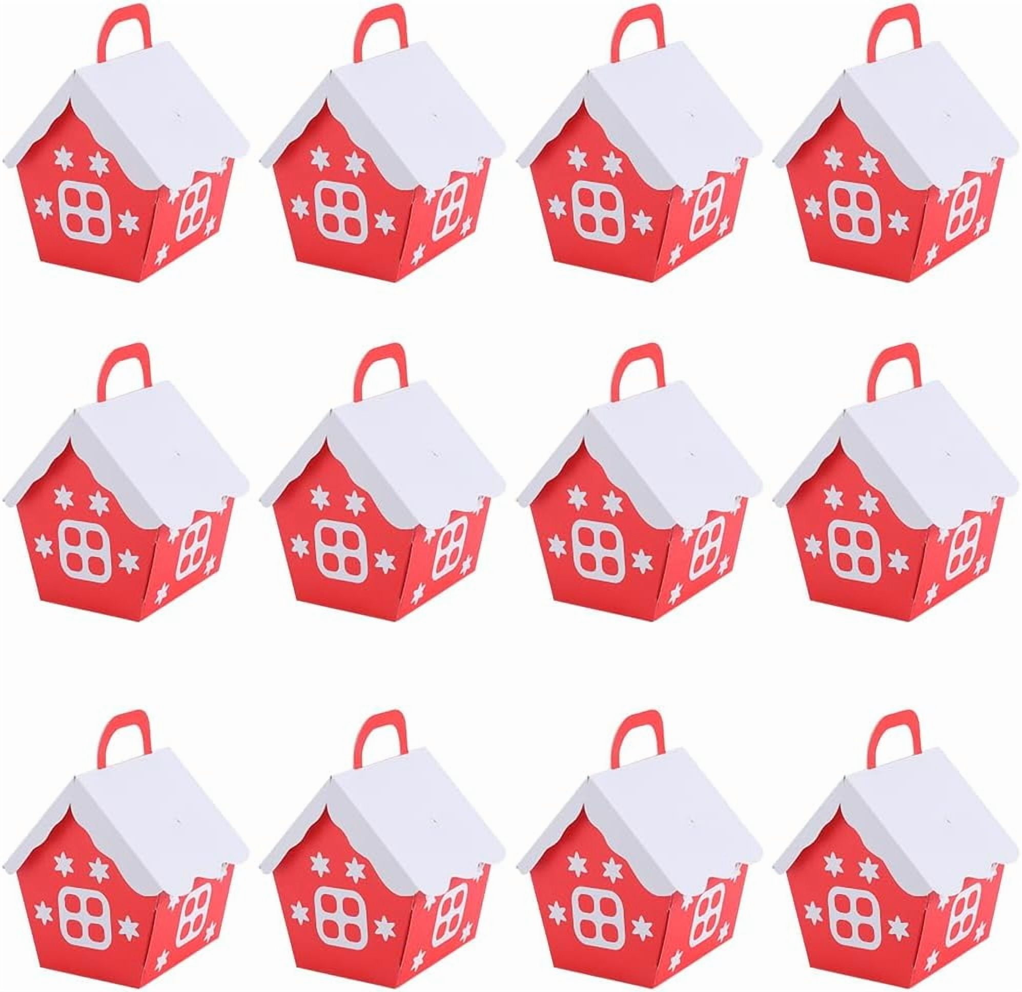 12Pcs 3D House Favor Box Christmas Small Gift Boxes Red House Shape ...