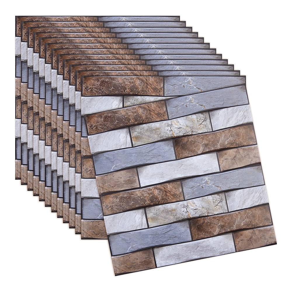 12Pcs 3D Wall Panels Peel and Stick 11.77x11.37x1Inch Textured Brick ...