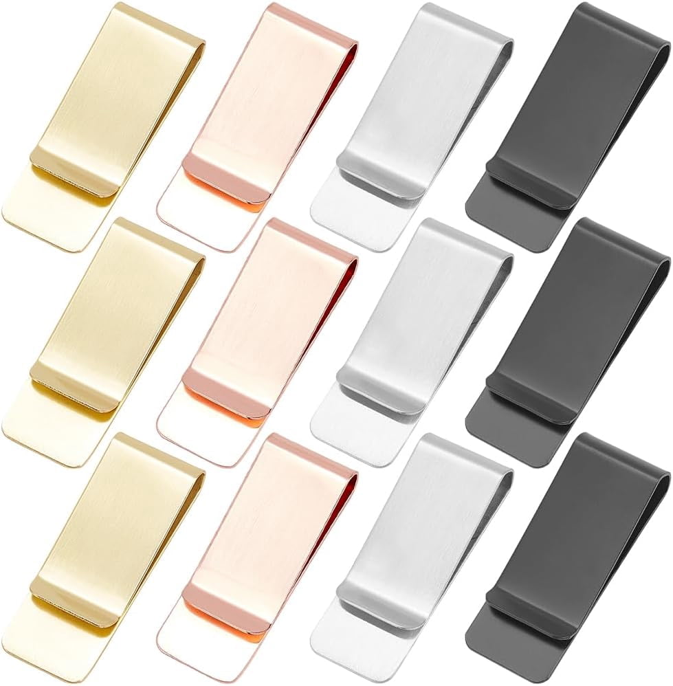 12Pcs 4 Colors Slim Cash Clip Stainless Steel Money Clip for Men Women ...
