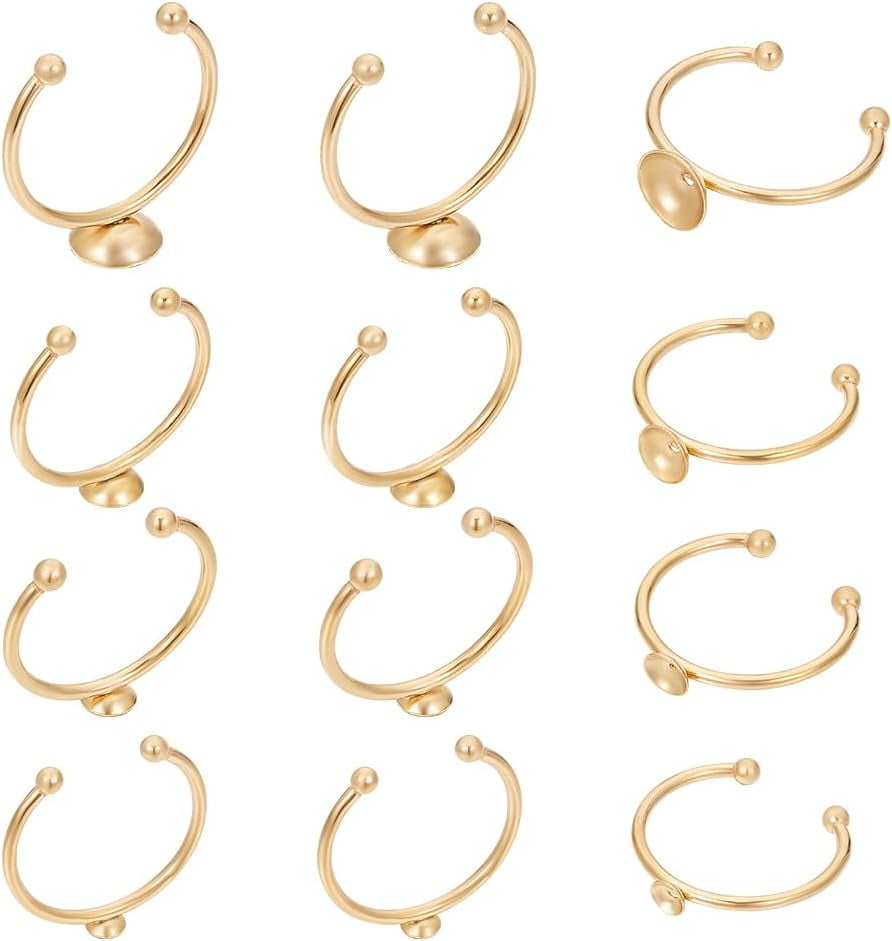 12Pcs 4 Sizes 304 Stainless Steel Bezel Cup Ring Setting Golden Round ...
