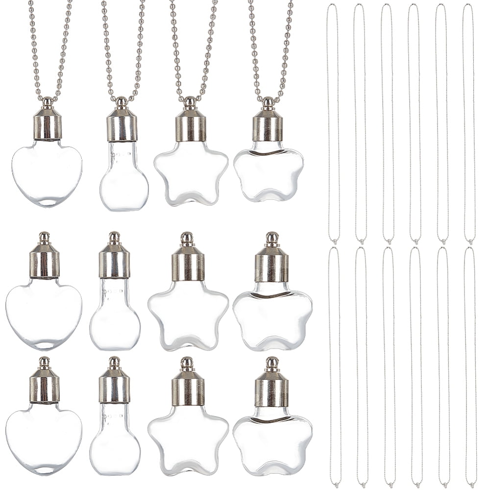 12Pcs 4 Style Clear Glass Heart Round Star Flower Hair Keepsake Locket ...