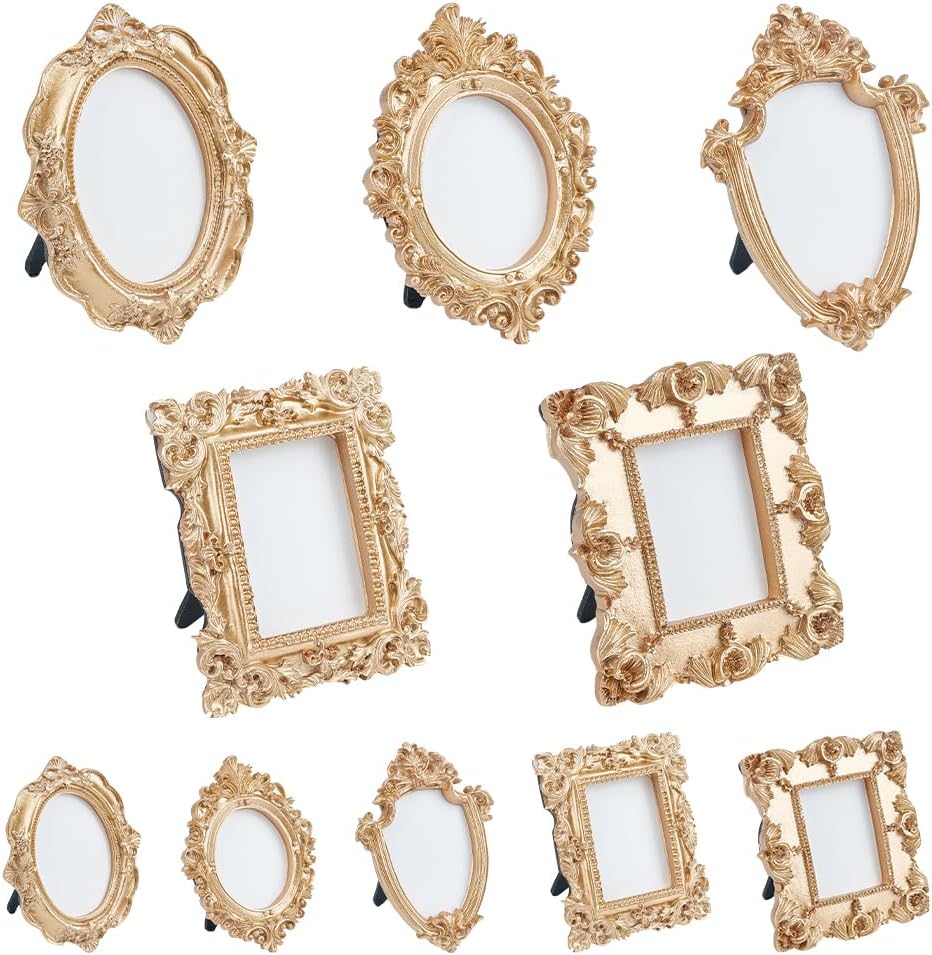 12Pcs 4 Styles Vintage Resin Picture Frames Resin Oval Rectangle Frame ...