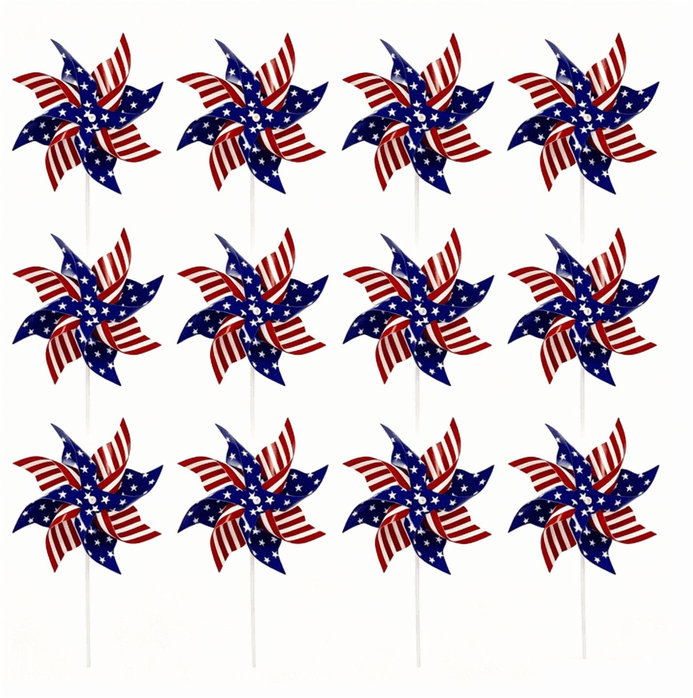12Pcs 4th of July Decorations, American Patriotic Pinwheels for Yard ...