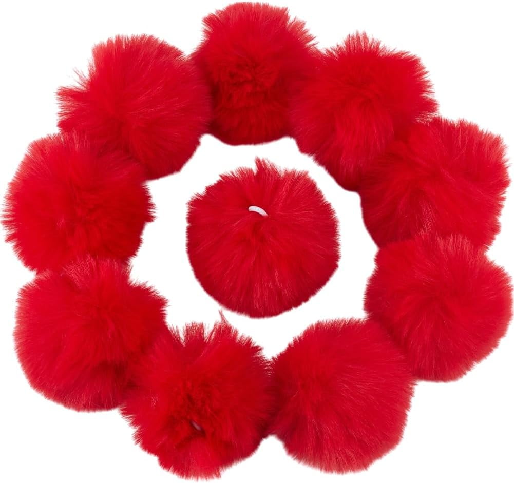 12Pcs 5 to 6cm Red Faux Fur Pom Pom Balls Imitation Bunny Hair Fur ...