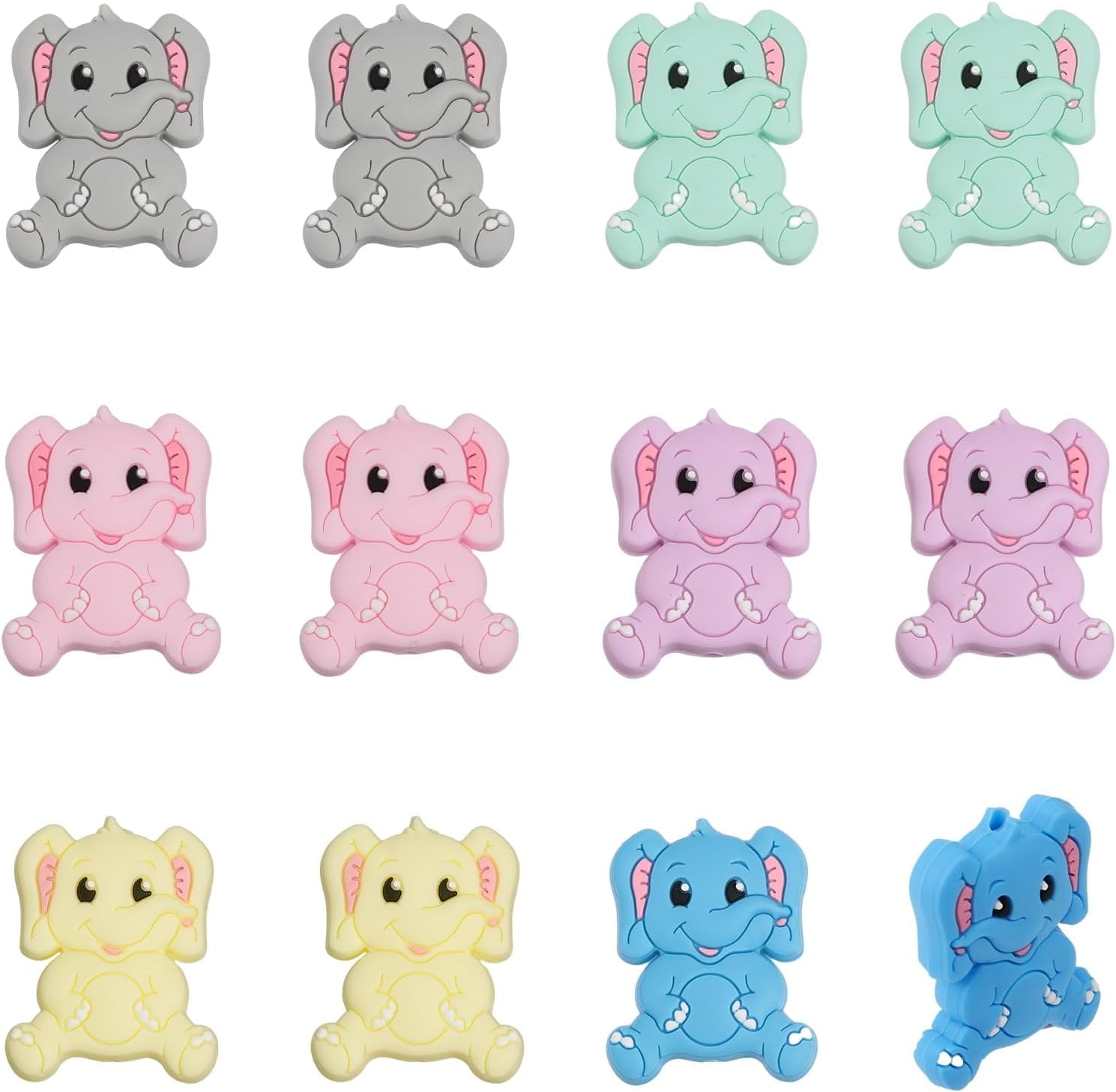 12Pcs 6 Colors Food Grade Eco-Friendly Silicone Beads Chewing Beads For ...