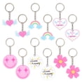 12Pcs 6 Style Acrylic Keychains with Iron Rings Mixed Shapes Platinum ...