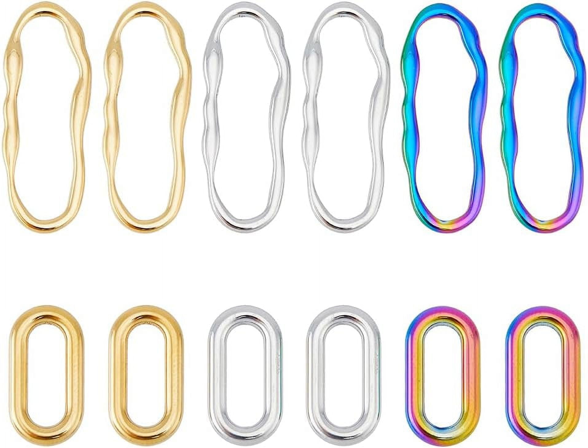 12Pcs 6 Style Oval Linking Rings 304 Stainless Steel Link Connectors ...