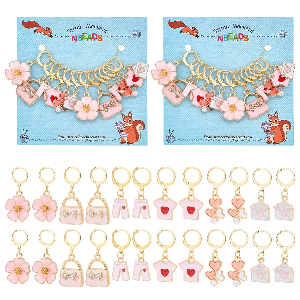 12Pcs 6 Style Pink Theme Locking Stitch Markers for Valentine's Day ...