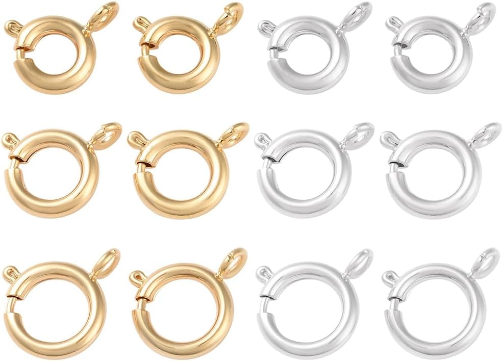 12Pcs 6 Style Real 24K Gold Plated Spring Clasps 925 Plated Sterling ...