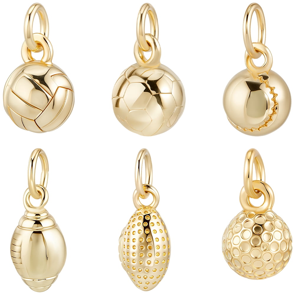 12Pcs 6 Styles Brass Pendants Ball Charms Real 18K Gold Plated with ...