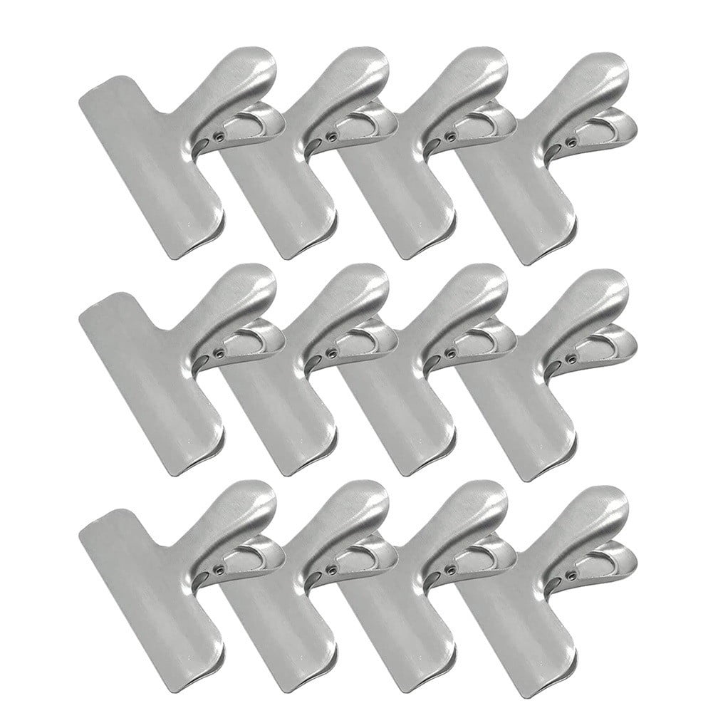12Pcs 8/12pcs Set Metal Chip Bag Clips Stainless Steel Home Kitchen ...