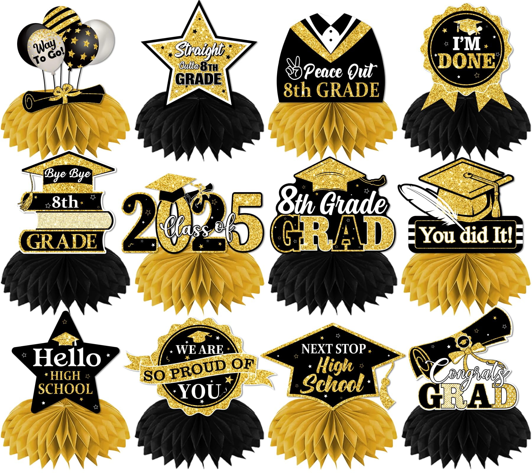 12Pcs 8th Grade Graduation STF9 Decorations Class of 2025 Graduation ...