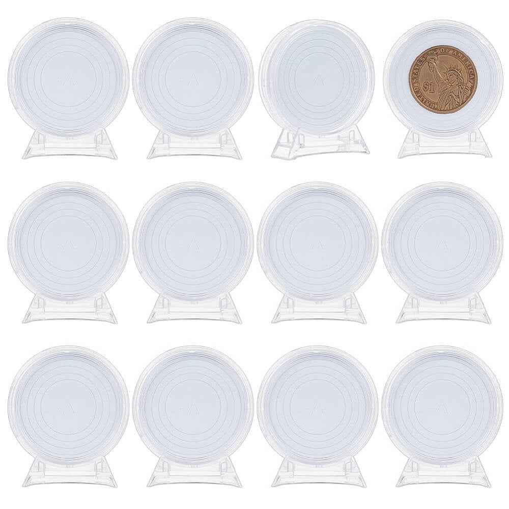 12Pcs Acrylic Coin Displays with Base 20/25/30/35/40mm Adjustable Coins ...
