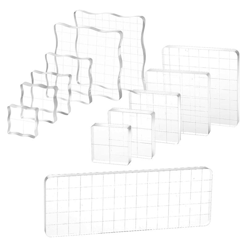 12Pcs Acrylic Stamp Block Clear Stamping Blocks Tools Set Assorted ...