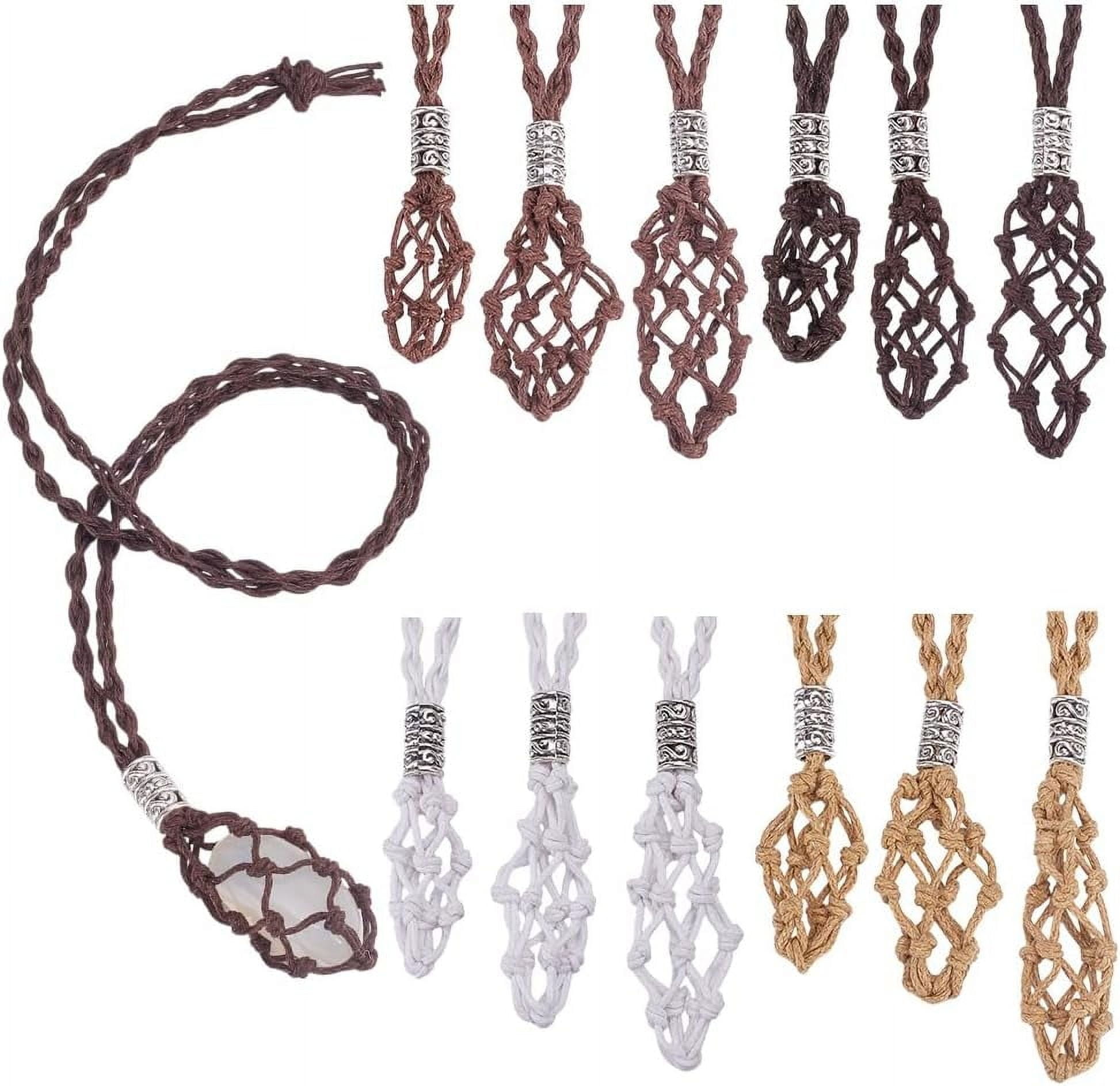 12Pcs Adjustable Necklace Holder 4 Colors Empty Cage Stone Necklace Rope Fish Netted Cord ...