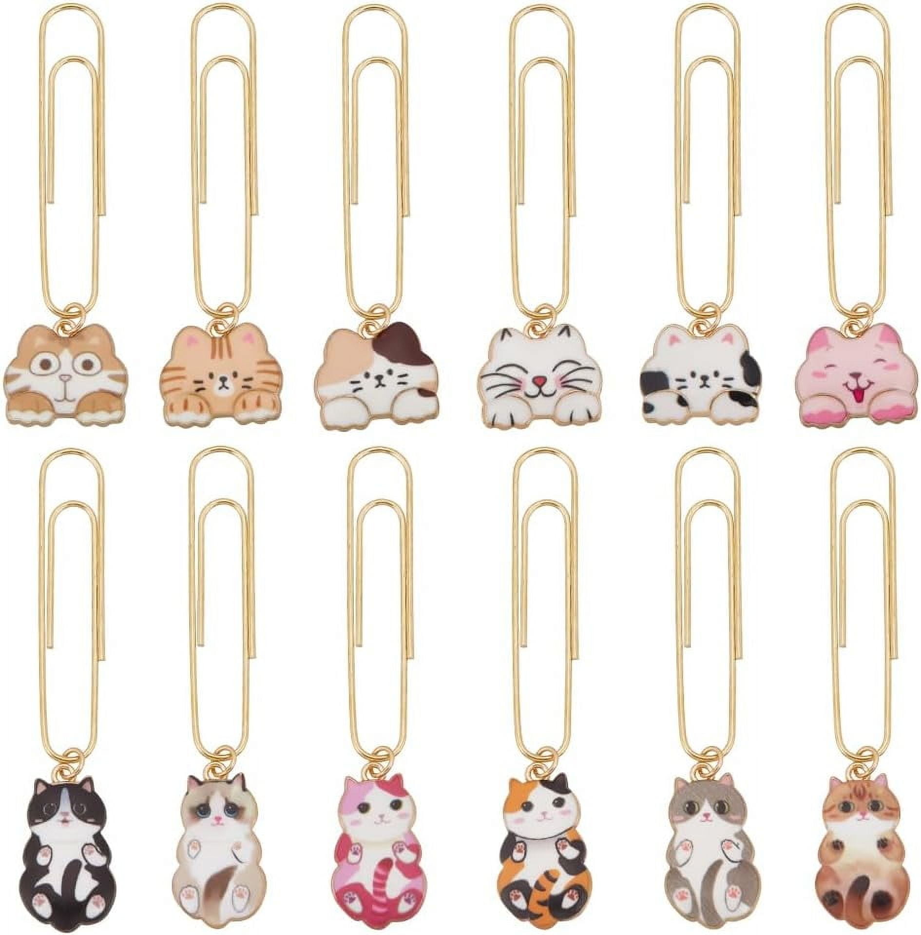 12Pcs Alloy Enamel Cat Pendant Paper Clips 2.6-2.9 Inch Creative Paper ...