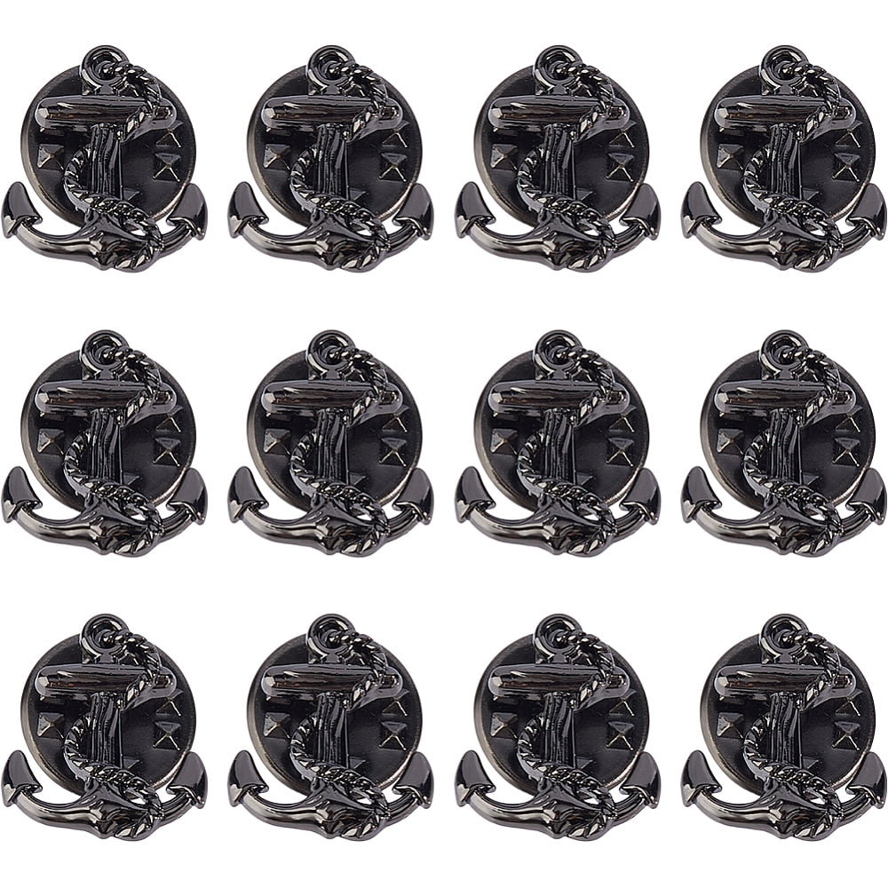 12Pcs Anchor Zinc Alloy Lapel Pin Backs for Backpack Clothes Black ...