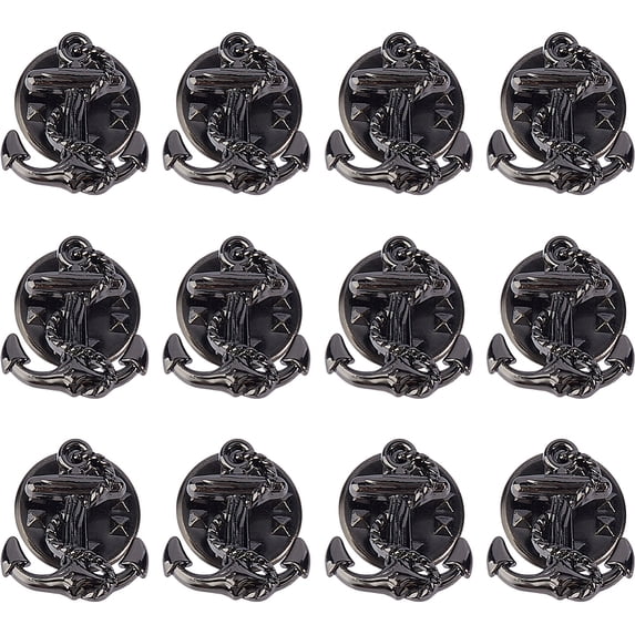 12Pcs Anchor Zinc Alloy Lapel Pin Backs for Backpack Clothes Black ...
