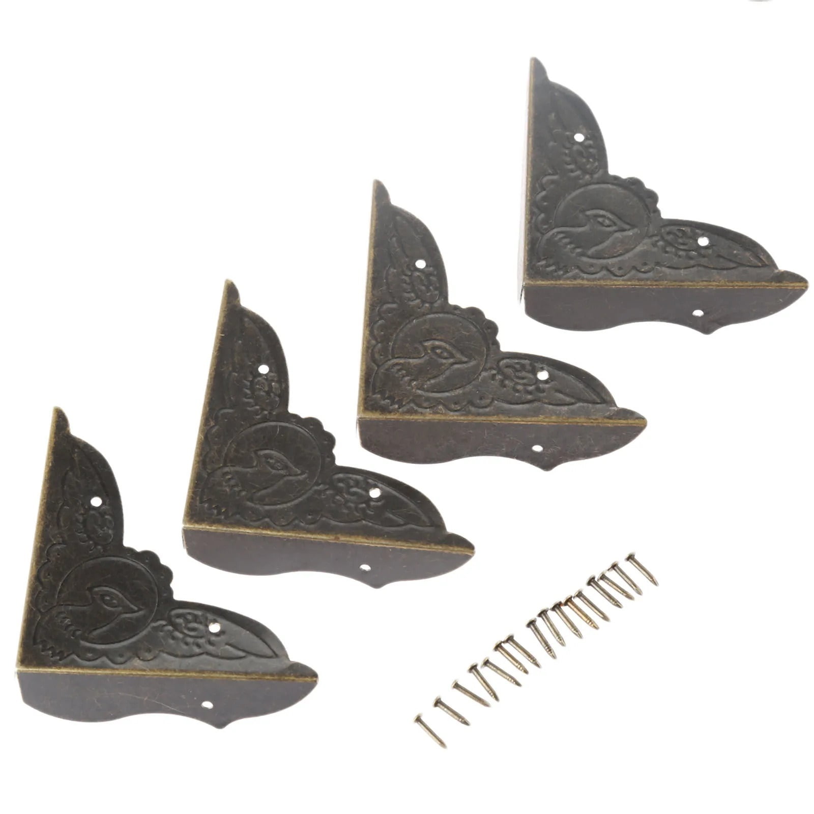 12Pcs Antique Brass Corner Bracket Jewelry Case Wood Box Feet Leg ...