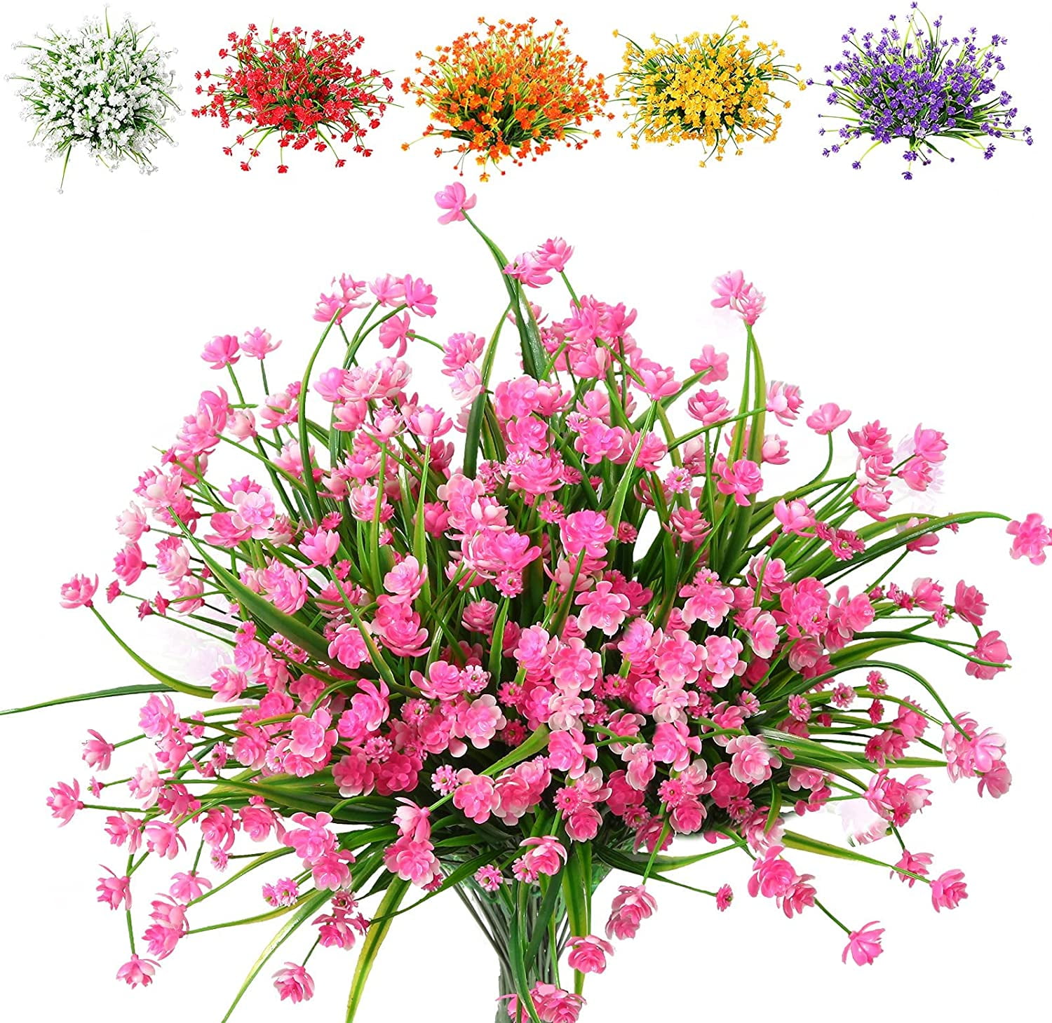 12Pcs Artificial Fake Flowers Outdoor UV Resistant Plastic Faux ...