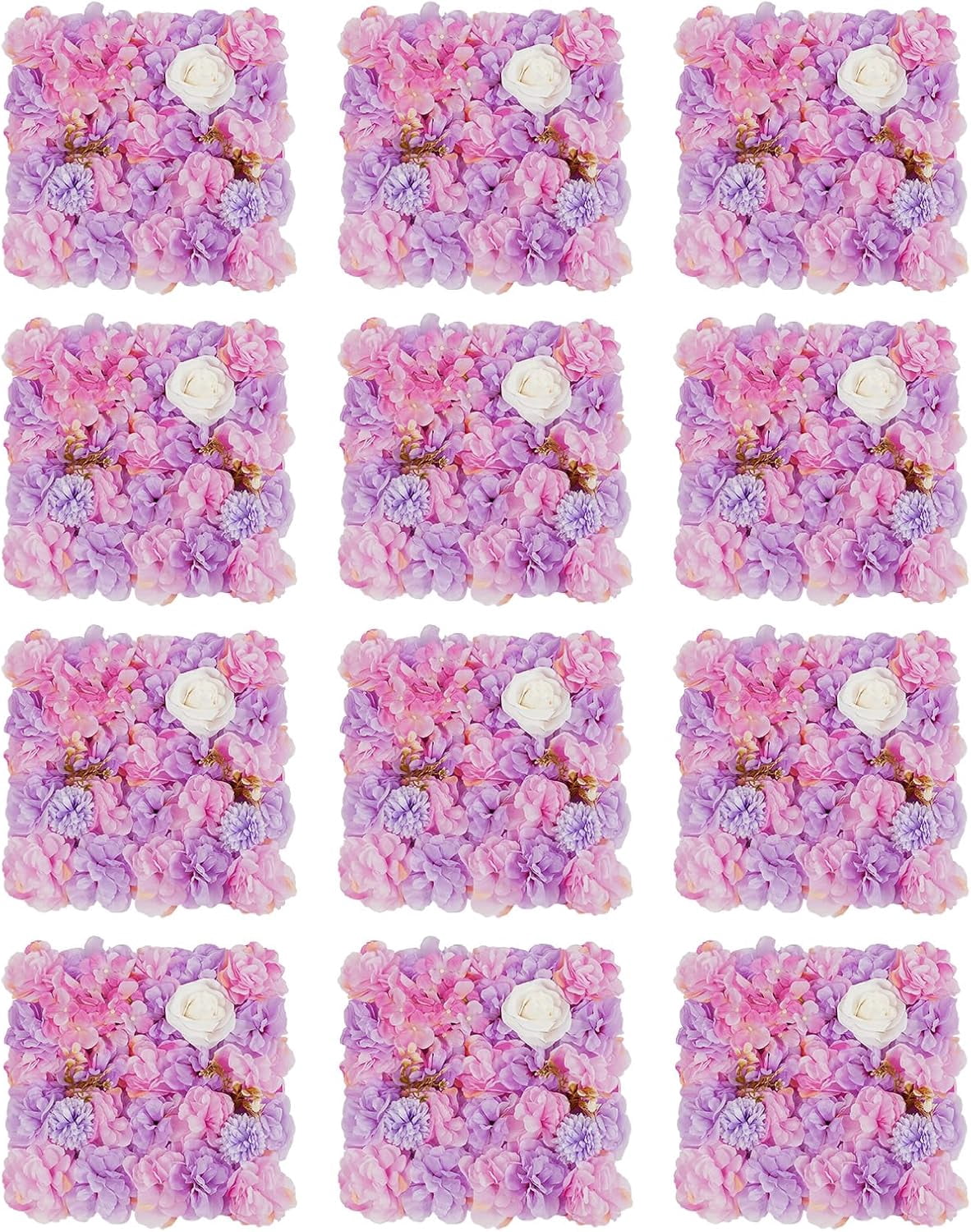 12Pcs Artificial Flower Wall Panels, 3D Flowers Wall Silk Rose Flower ...