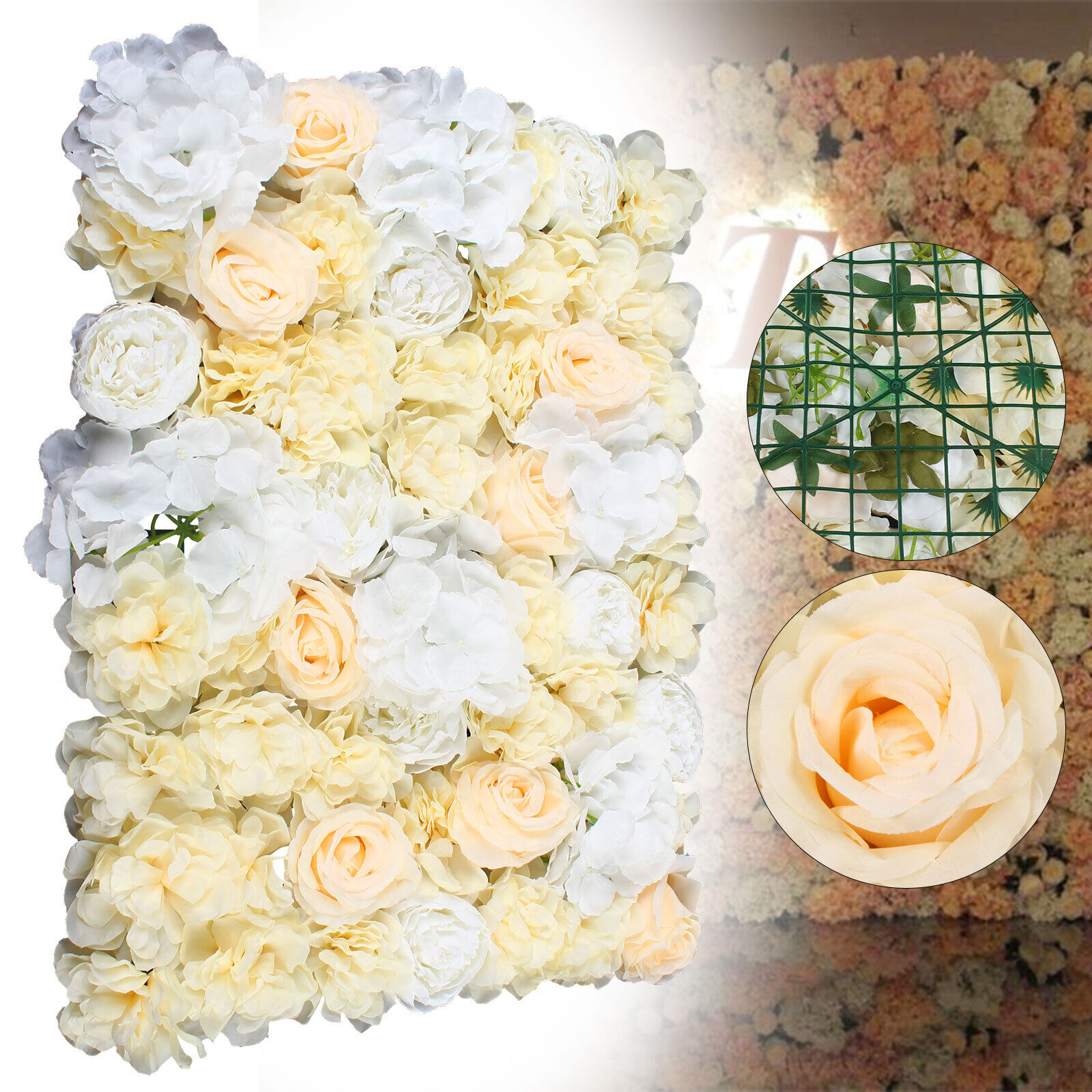 12Pcs Artificial Flower Wall Panels Hydrangea Rose Backdrop Panels ...