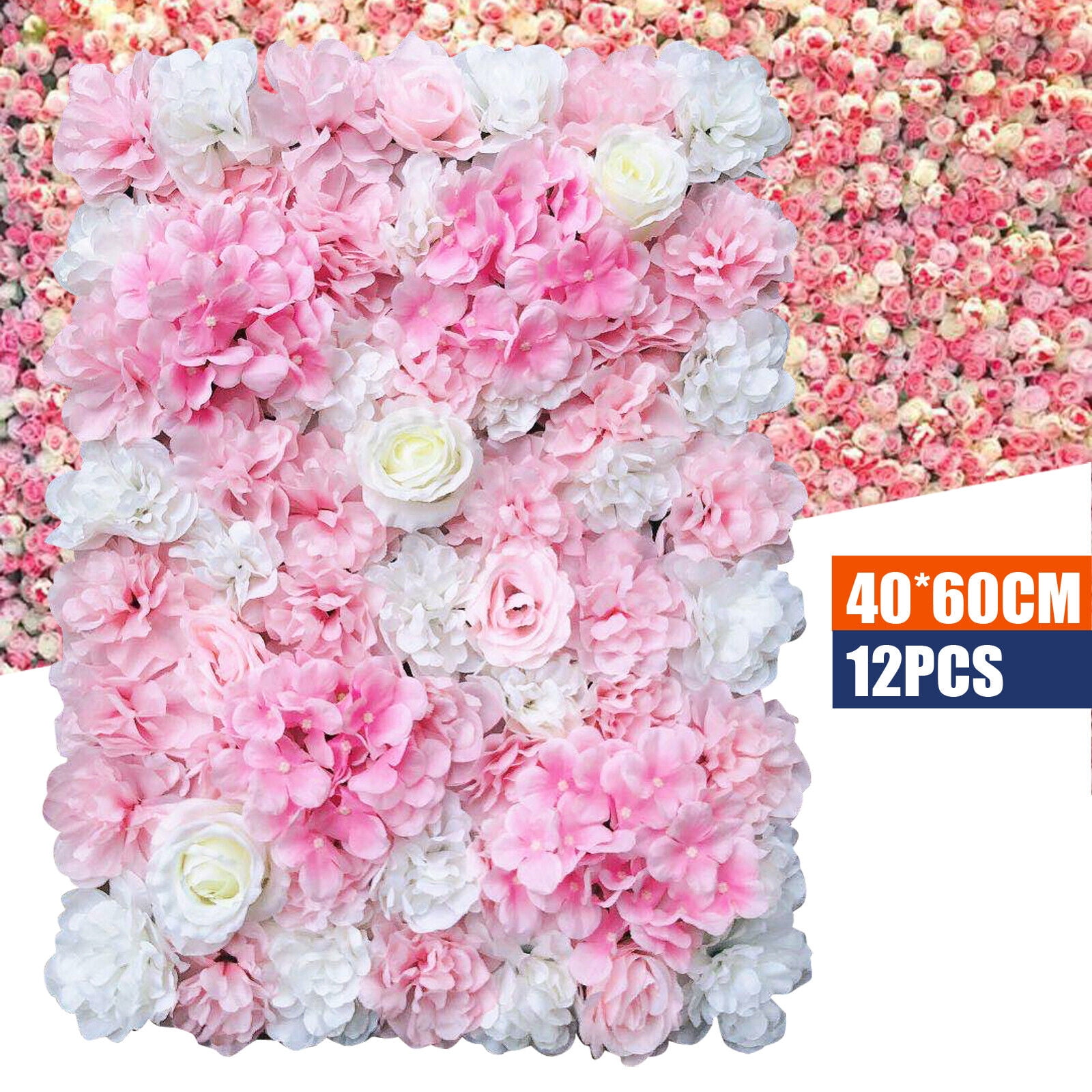 12Pcs Artificial Silk Flower Wall Panels Backdrop Home Shop Wedding ...